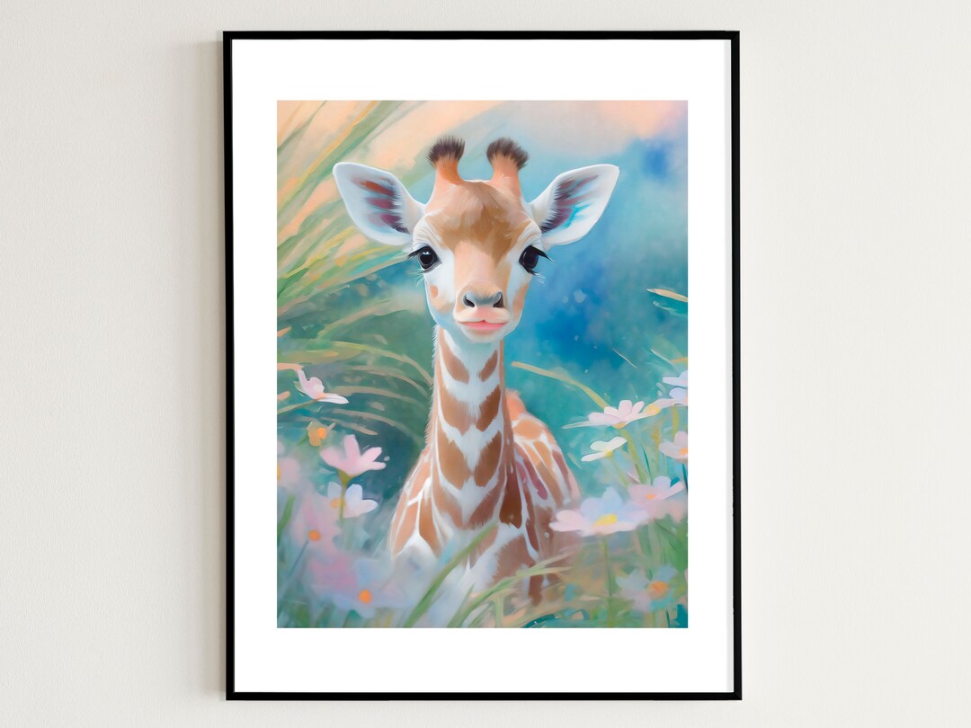 Baby Giraffe Art Print, Digital Print, Printable Wall Art Poster, Zoo ...