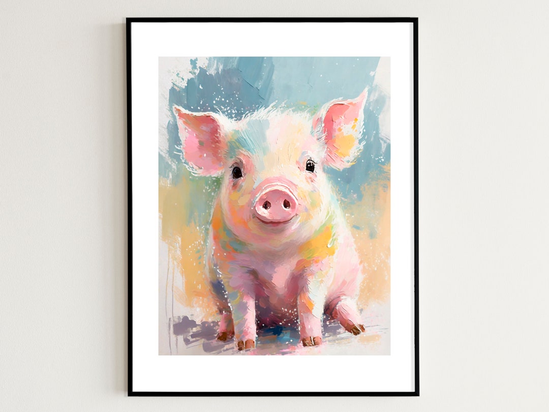 Baby Pig Art Print, Digital Print, Printable Wall Art Poster, Farm ...