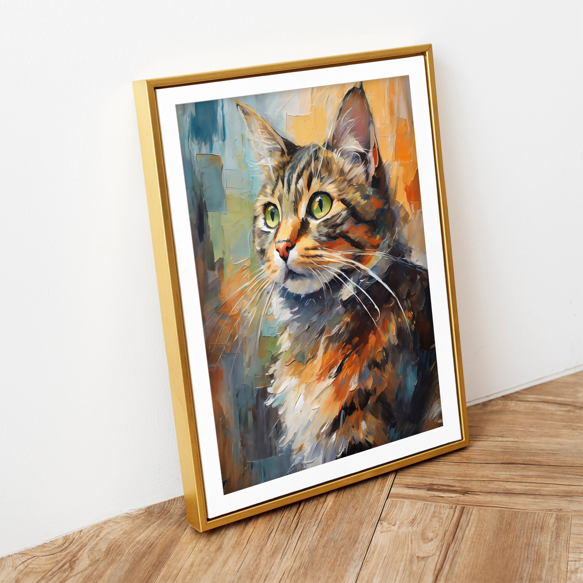 Tabby Cat Art Print, Digital Print, Printable Wall Art Poster, Feline ...