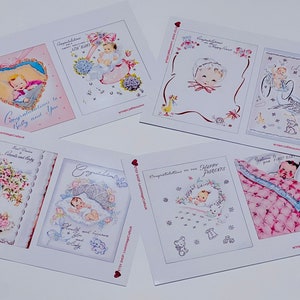 Digital Printable New Baby Vintage Greeting Cards Fronts Pack X 25 ...