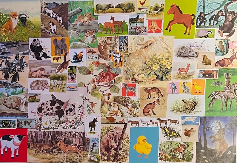 Vintage Ephemera Animals Themed Mystery Pack X 50 Pieces Ephemera for ...