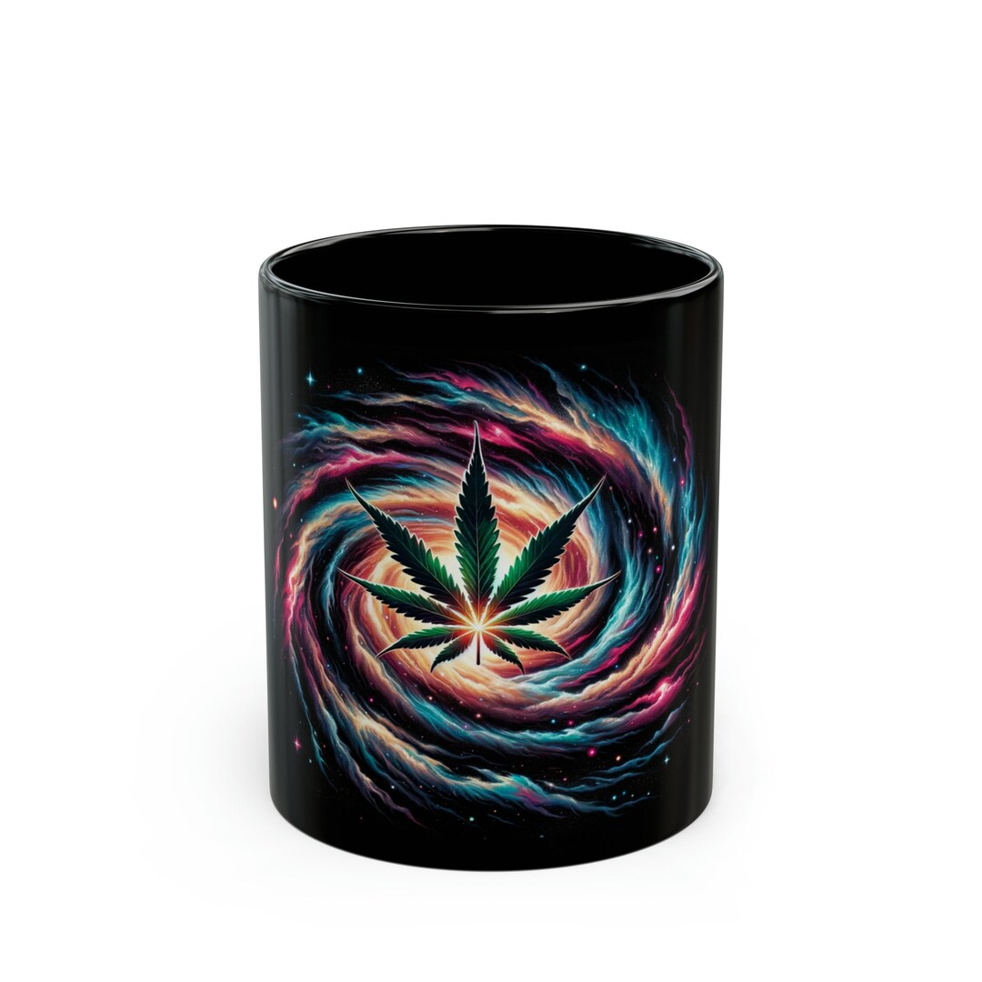 SPACE WEED LEAF Black Base Coffee Mugs Perfect Gift for Smokers ...