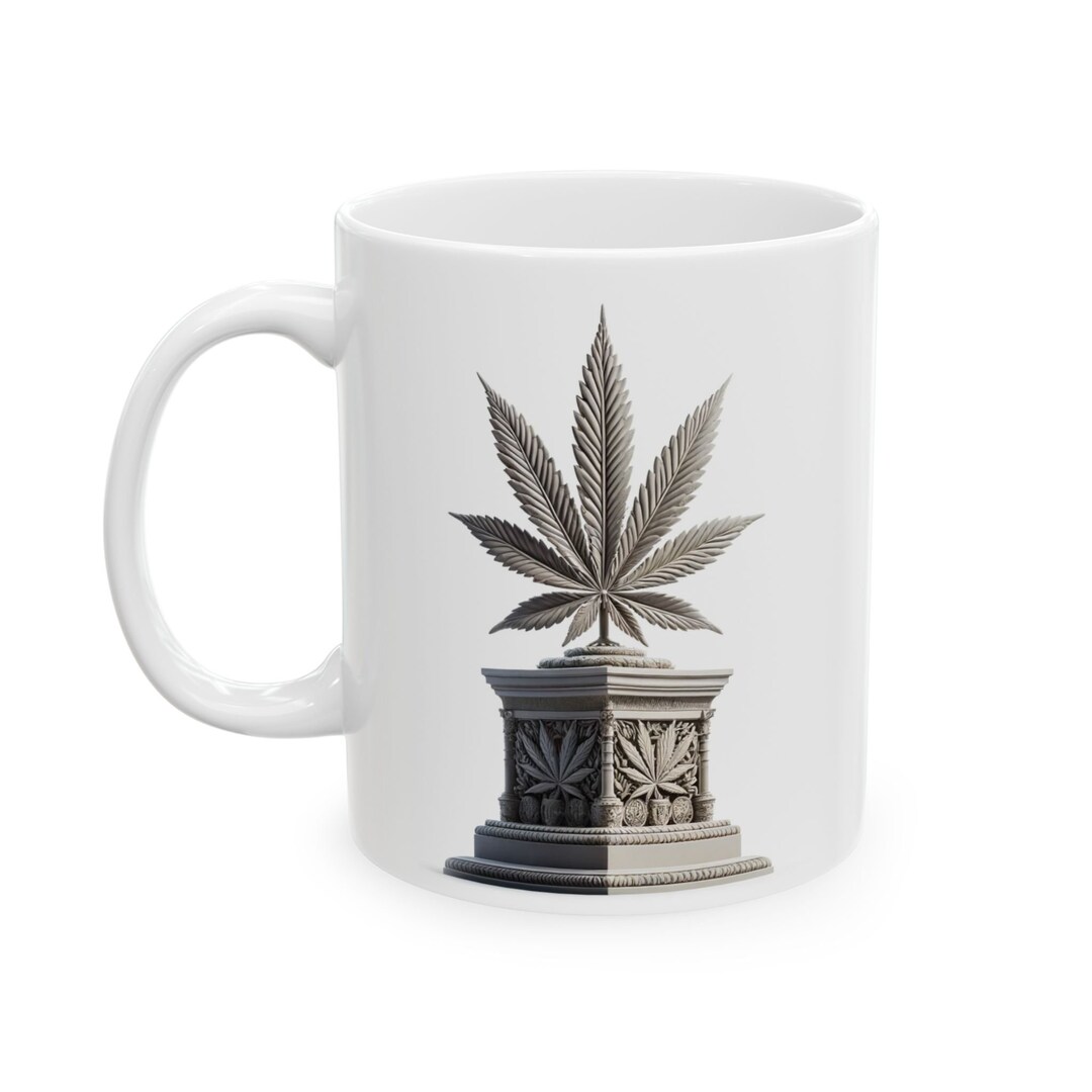 WEED LEAF STATUE Cannabis Coffee Mug 11oz 420 Gift for Stoners, Smoker ...