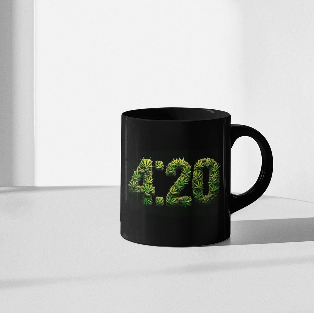 420 WEED Themed BLACK Coffee Mugs Perfect Gift for Smokers, Stoners ...