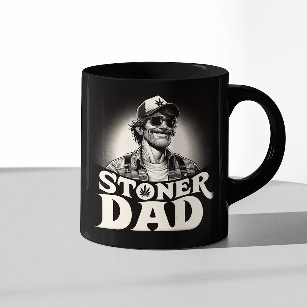 STONER DAD BLACK Weed Themed Coffee Mugs Ganja Gift for Smokers ...