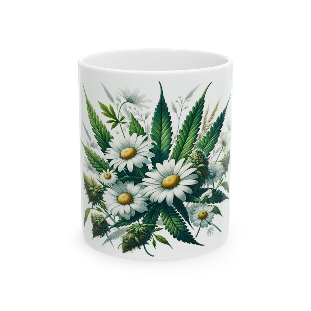 DAISY Flower WEED Themed Coffee Mugs Perfect Gift for Smokers, Stoners ...