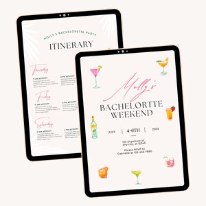 Chic Celebration Bachelorette Invitation & Itinerary Template | Modern ...