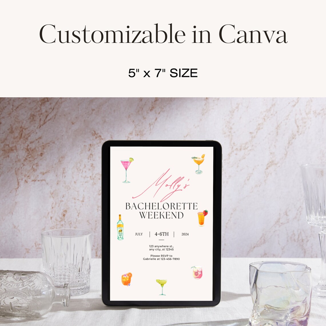 Chic Celebration Bachelorette Invitation & Itinerary Template Modern ...