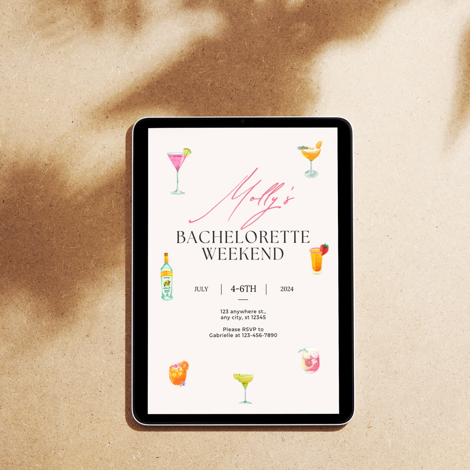 Chic Celebration Bachelorette Invitation & Itinerary Template Modern ...