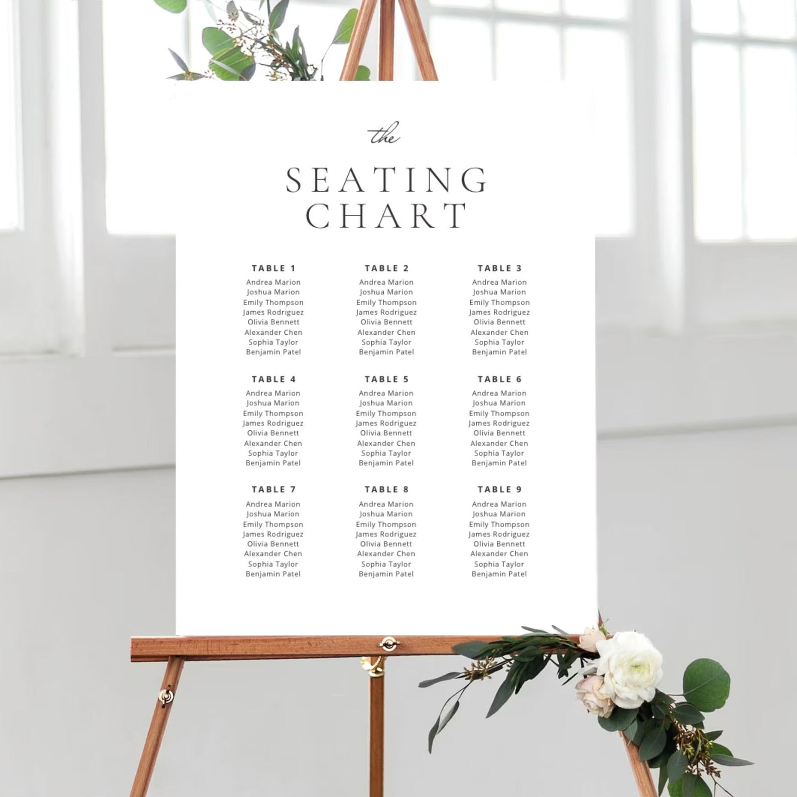 Classic Minimalist Wedding Seating Chart Template - Editable Canva ...
