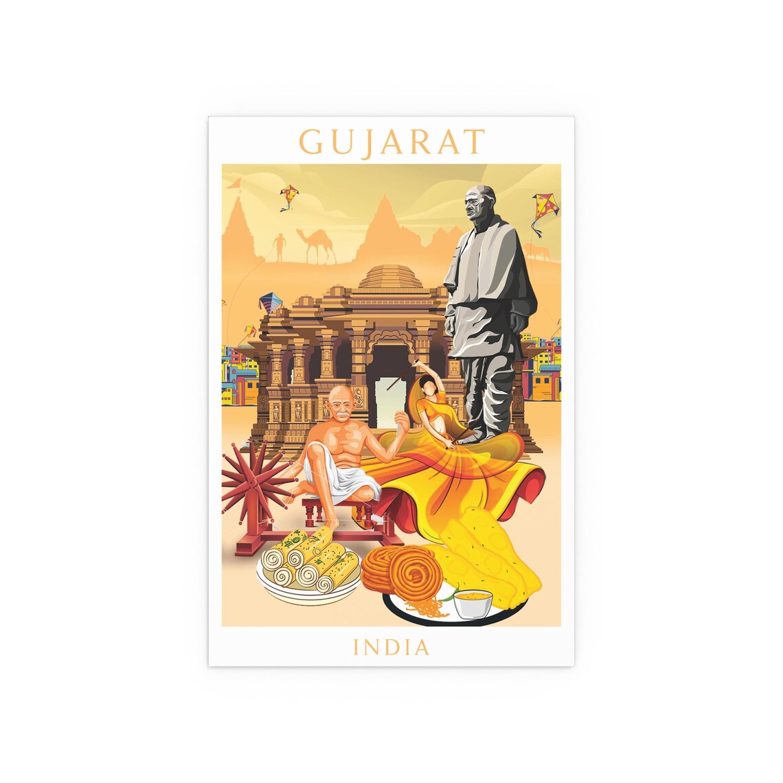 Gujarat the Land of Vibrance Poster Iconic Landmarks & Culture Stunning ...
