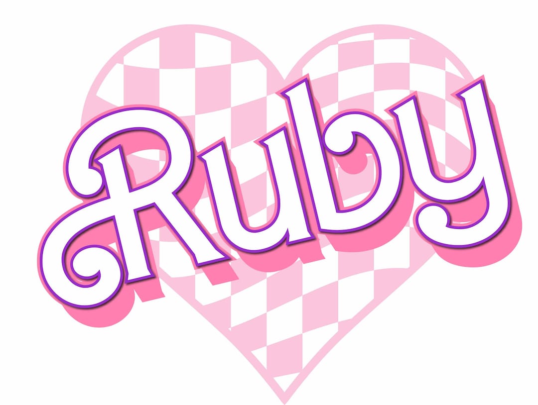 Ruby in a Stylized Font on a Checkered Heart Design PNG - Etsy