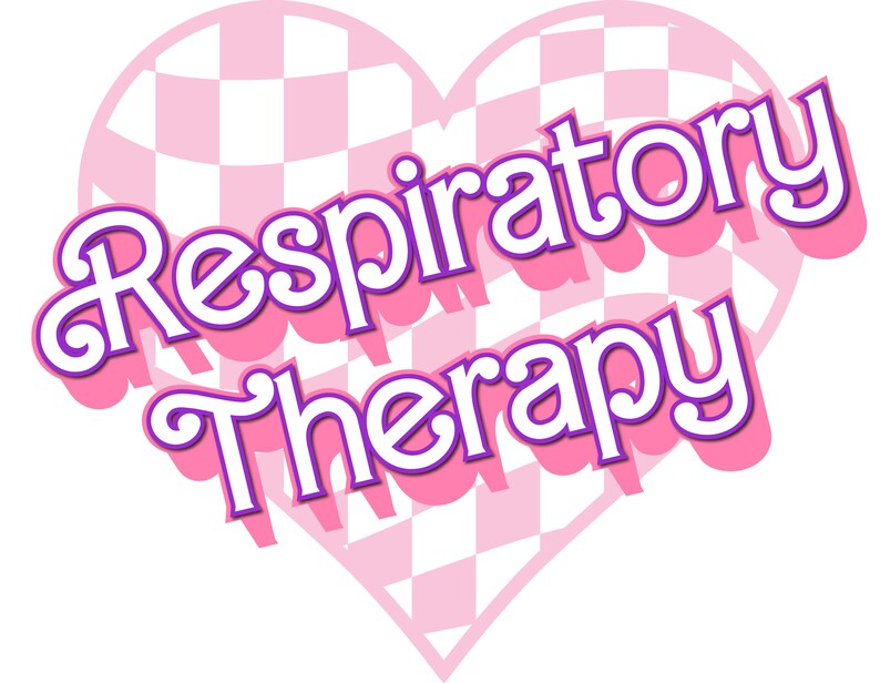 Respiratory Therapy in a Stylized Font on a Checkered Heart Design PNG ...