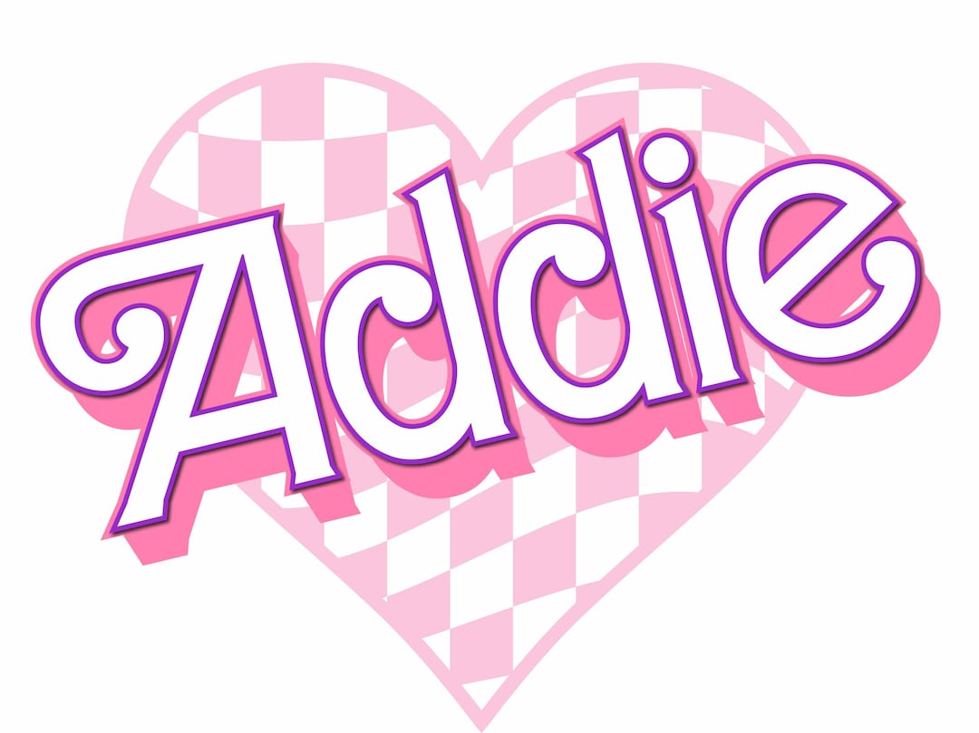 Addie in a Stylized Font on a Checkered Heart Design PNG - Etsy
