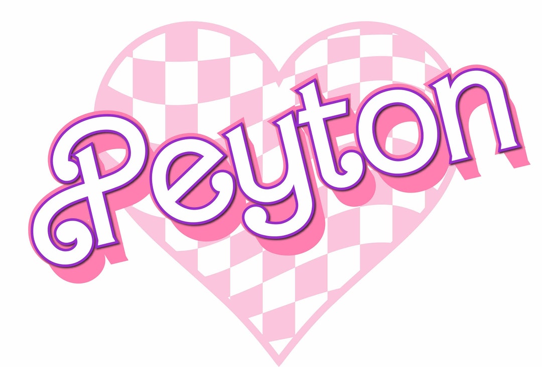 Peyton in a Stylized Font on a Checkered Heart Design PNG - Etsy