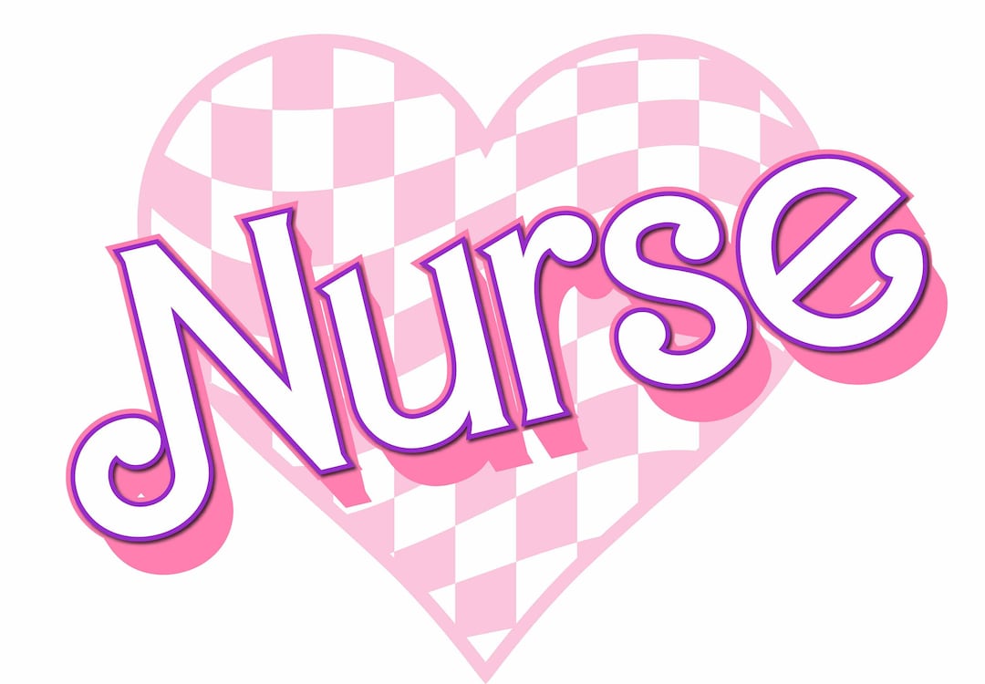 Nurse in a Stylized Font on a Checkered Heart Design PNG - Etsy