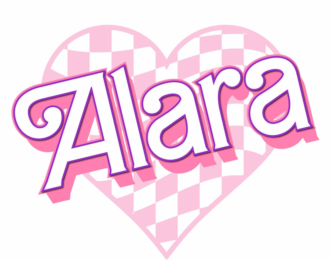 Alara in a Stylized Font on a Checkered Heart Design PNG - Etsy