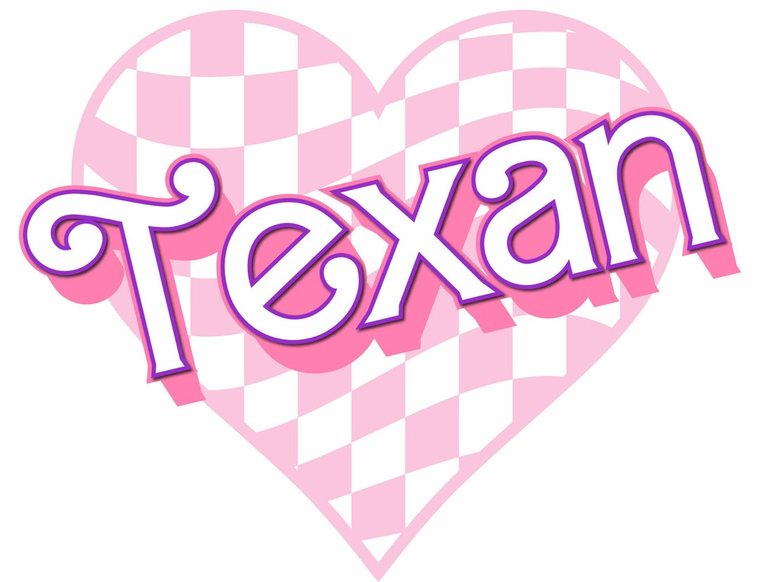Texan in a Stylized Font on a Checkered Heart Design PNG - Etsy