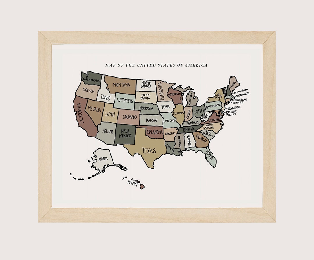 USA MAP - Downloadable Printable - Kids Homeschool - United States of ...