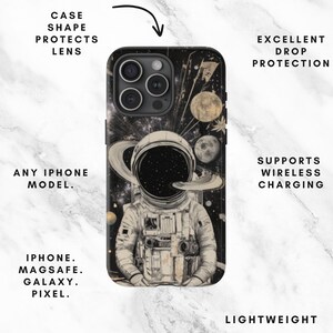 Space Collage Astronaut Phone Case | Celestial Black and White iPhone ...