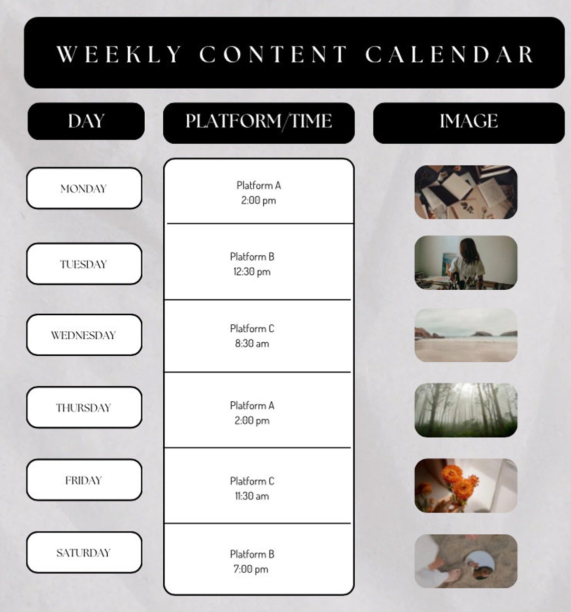 Social Media Weekly Content Calendar Canva Template - Etsy