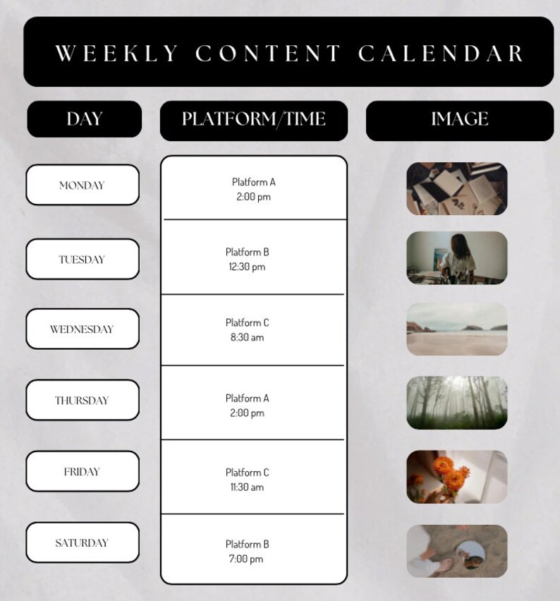 Social Media Weekly Content Calendar Canva Template - Etsy