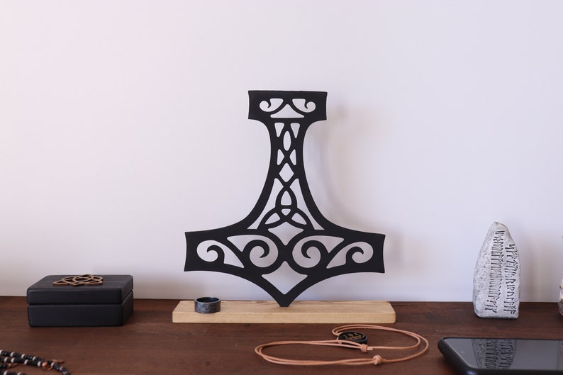 Thor Hammer Wood Desk Decor, Mjolnir Home Statue, Mjolnir Desk Statue ...