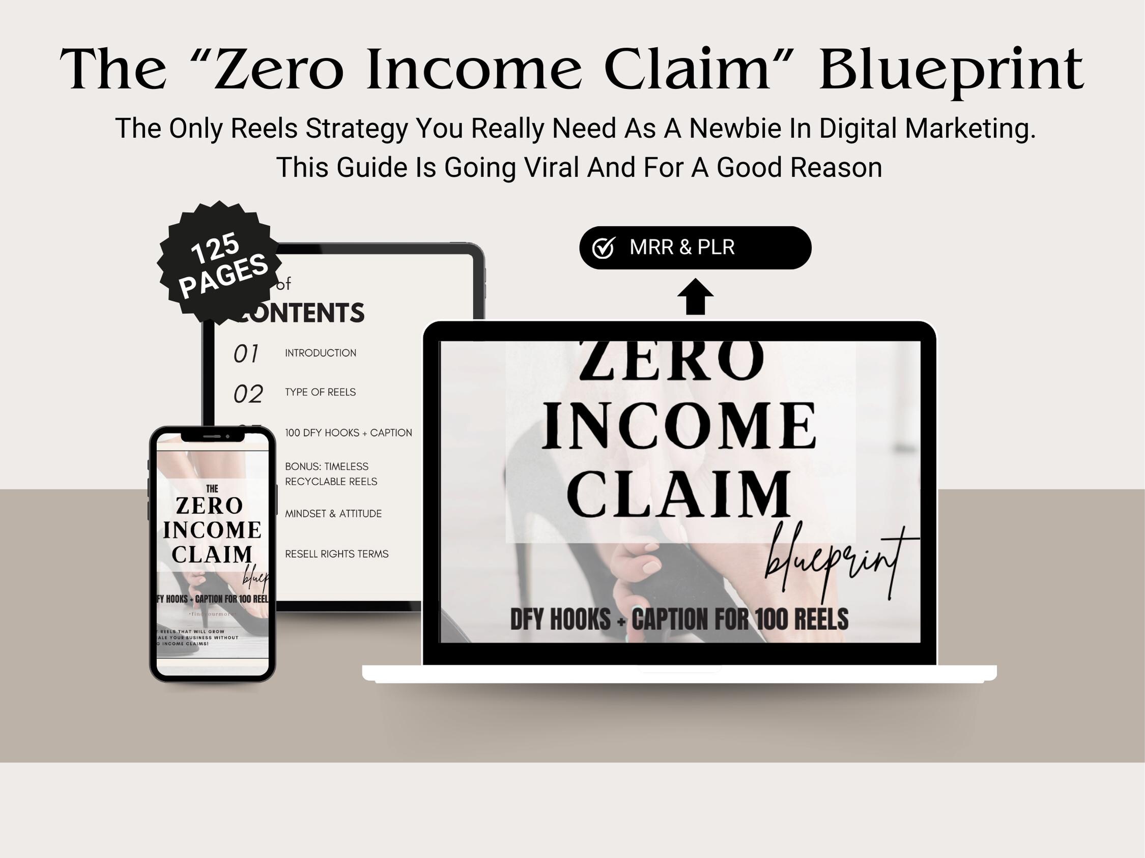 Zero Income Claim Blueprint | DFY Captions and Hooks | Done for You ...