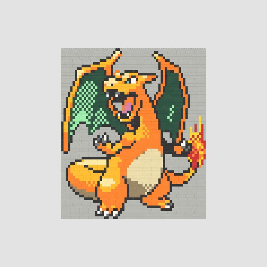 Brick-built Charizard Wall Art | Pixel Mosaic | Pokémon Inspired Decor ...