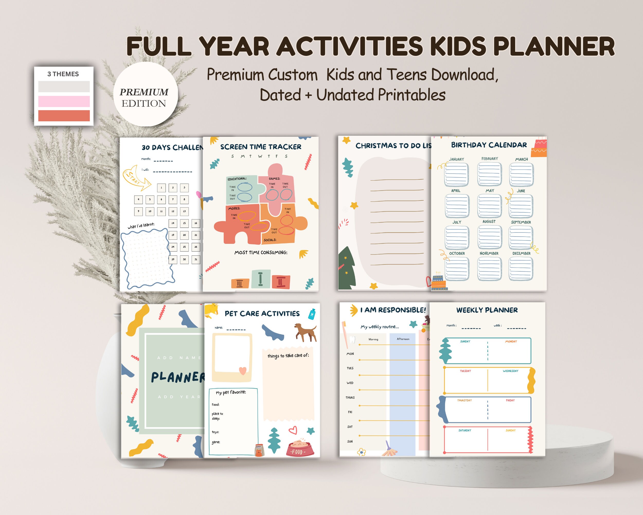 Full Year Kids Planner, Activity Organizer, Daily Schedule, Childrens ...
