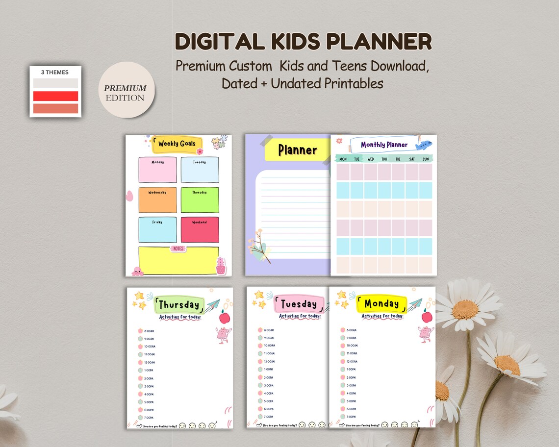 Digital Kids Planner, Daily Planner for Children, Homeschool ...
