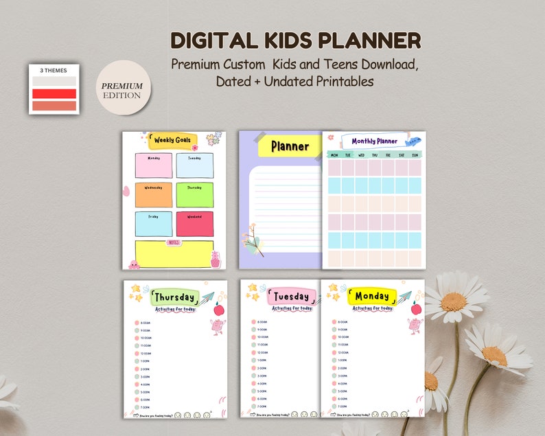 Digital Kids Planner, Daily Planner for Children, Homeschool ...
