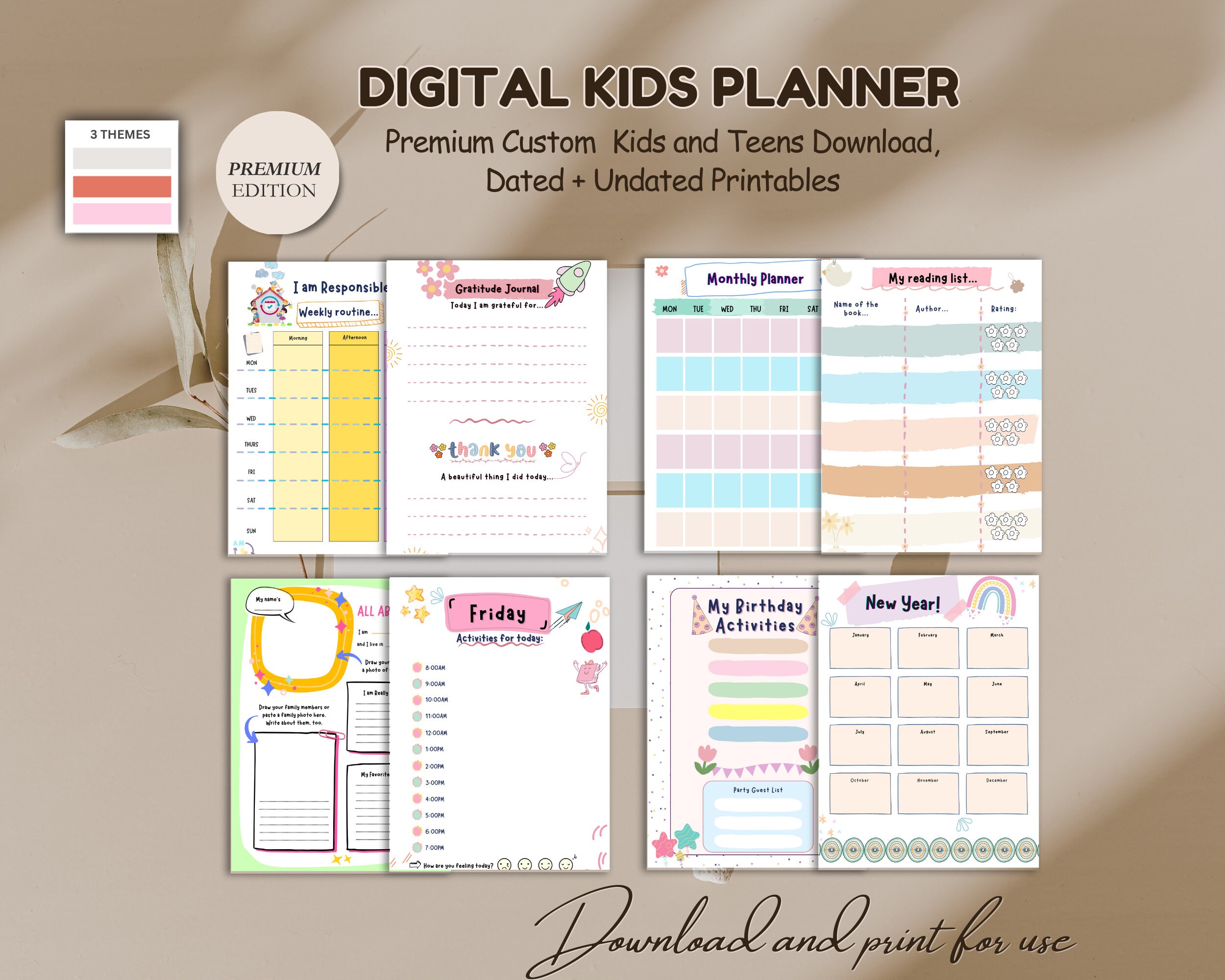 Digital Kids Planner, Daily Planner for Children, Homeschool ...