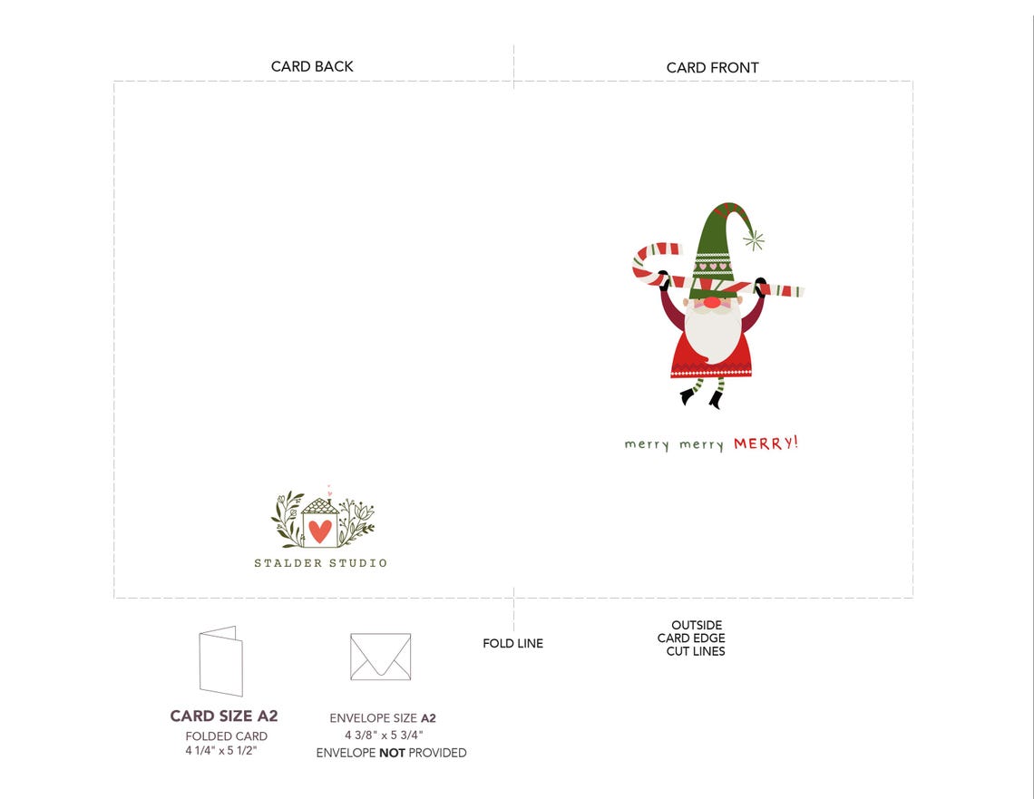 Printable Notecards - Santa Helper Elf - Unique, Custom, Original, Fun ...