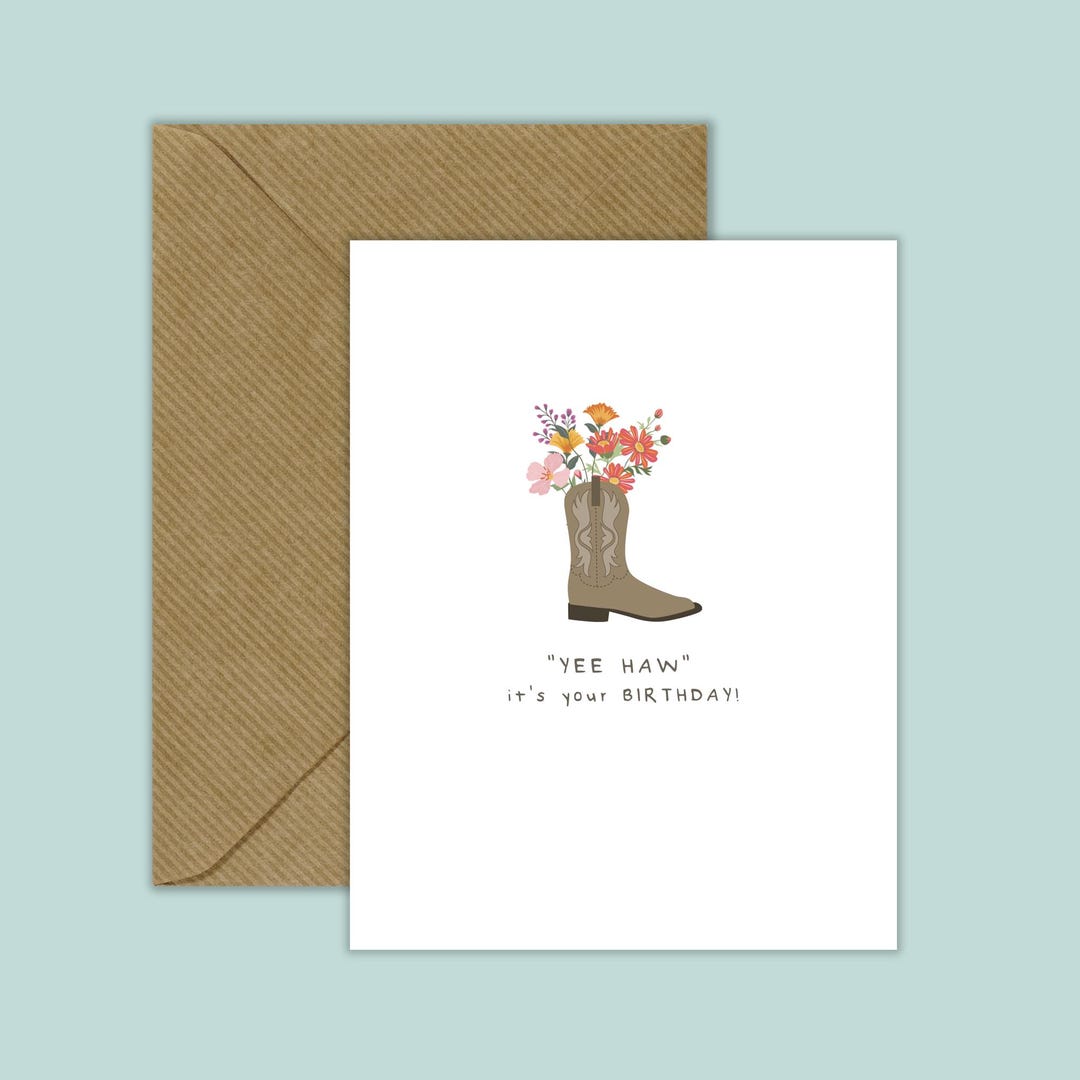 Printable Notecards - Cowboy Boot Birthday, Birthday Wishes Card ...