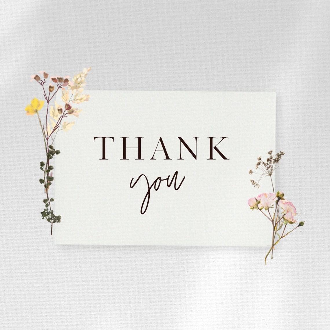 Thank You White Organic Nature Flower Social Media Template - Etsy