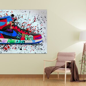 Jordan Graffiti Canvas Wall Art, Air Jordan Canvas Wall Art, Jordan 1 ...