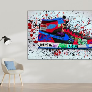 Jordan Graffiti Canvas Wall Art, Air Jordan Canvas Wall Art, Jordan 1 ...