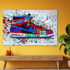 Jordan Graffiti Canvas Wall Art, Air Jordan Canvas Wall Art, Jordan 1 ...