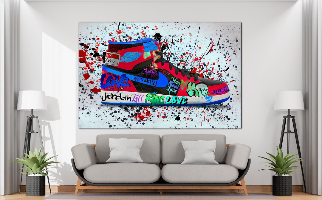 Jordan Graffiti Canvas Wall Art, Air Jordan Canvas Wall Art, Jordan 1 ...