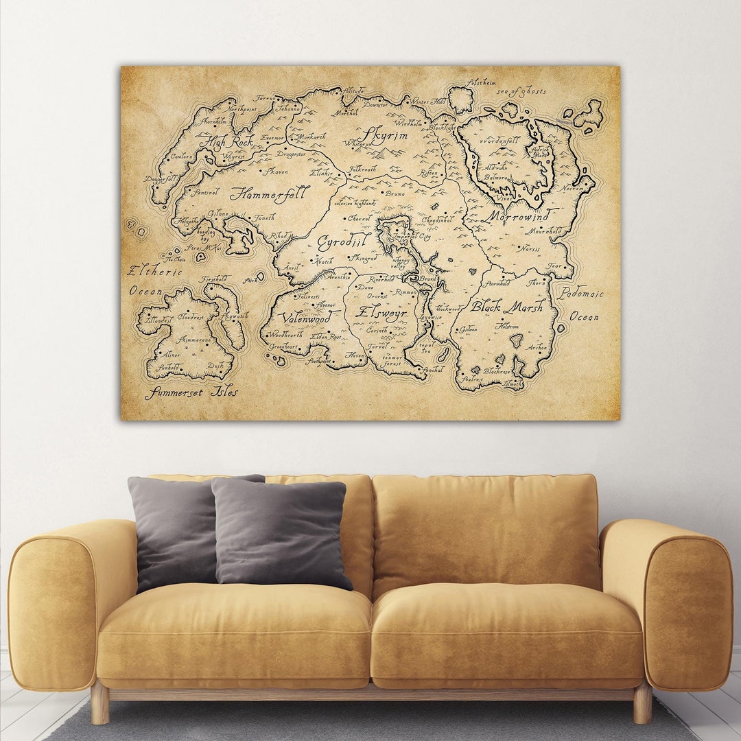 Map of Tamriel, the Elder Scrolls Map, Skyrim Map, TES Map, Cyrodiil ...