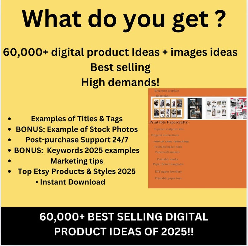 60,000+ DIGITAL Products Ideas 2025, Etsy Digital Downloads, Passive ...