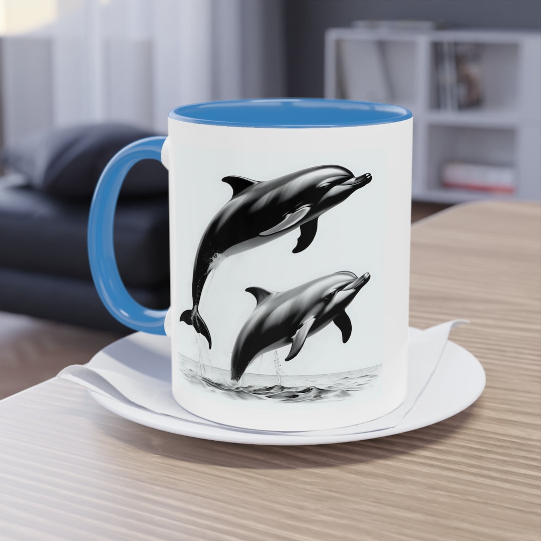 Delphine Dolphins Mug Two-tone Coffee Mug, 11oz - Etsy