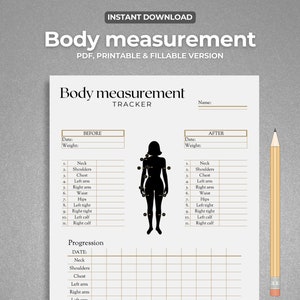 Body Measurement Tracker Woman Printable for Fitness, Calisthenics ...