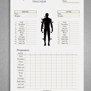 Body Measurement Tracker Man Printable for Fitness, Calisthenics ...