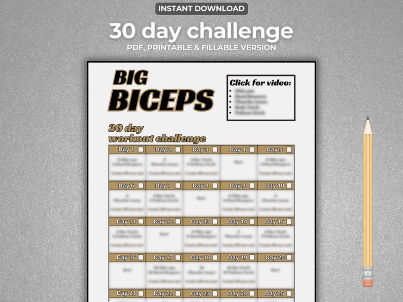 Grow Your Biceps | 30 Day Workout/calisthenics Challenge | Instant ...