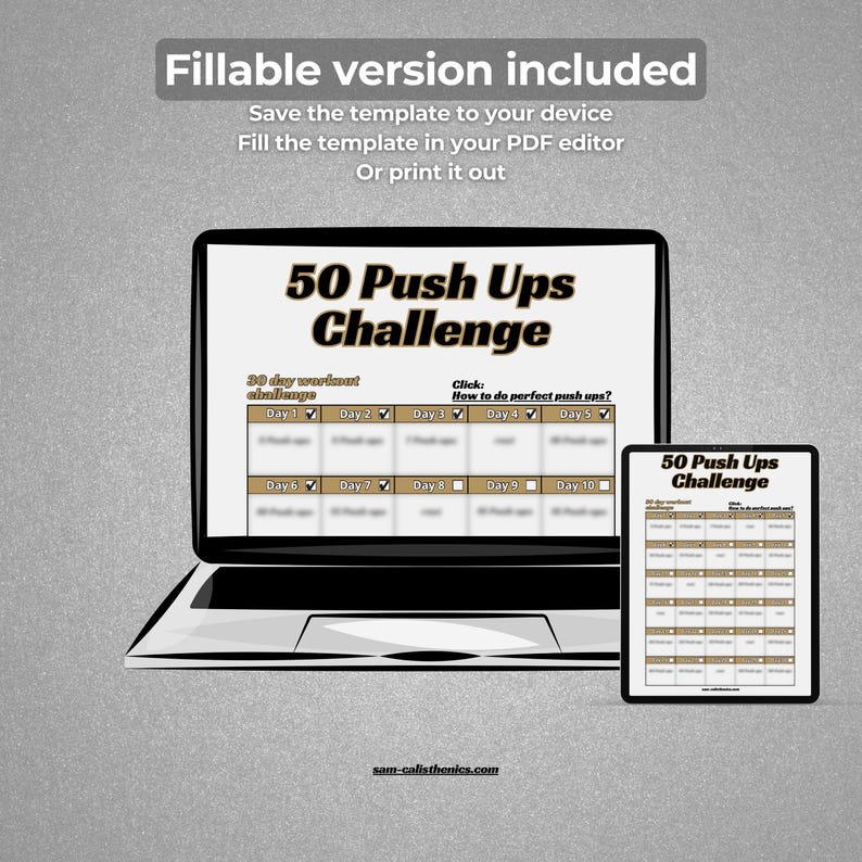 How to Achieve 50 Push Ups | 30 Day Calisthenics Workout Challenge - Etsy