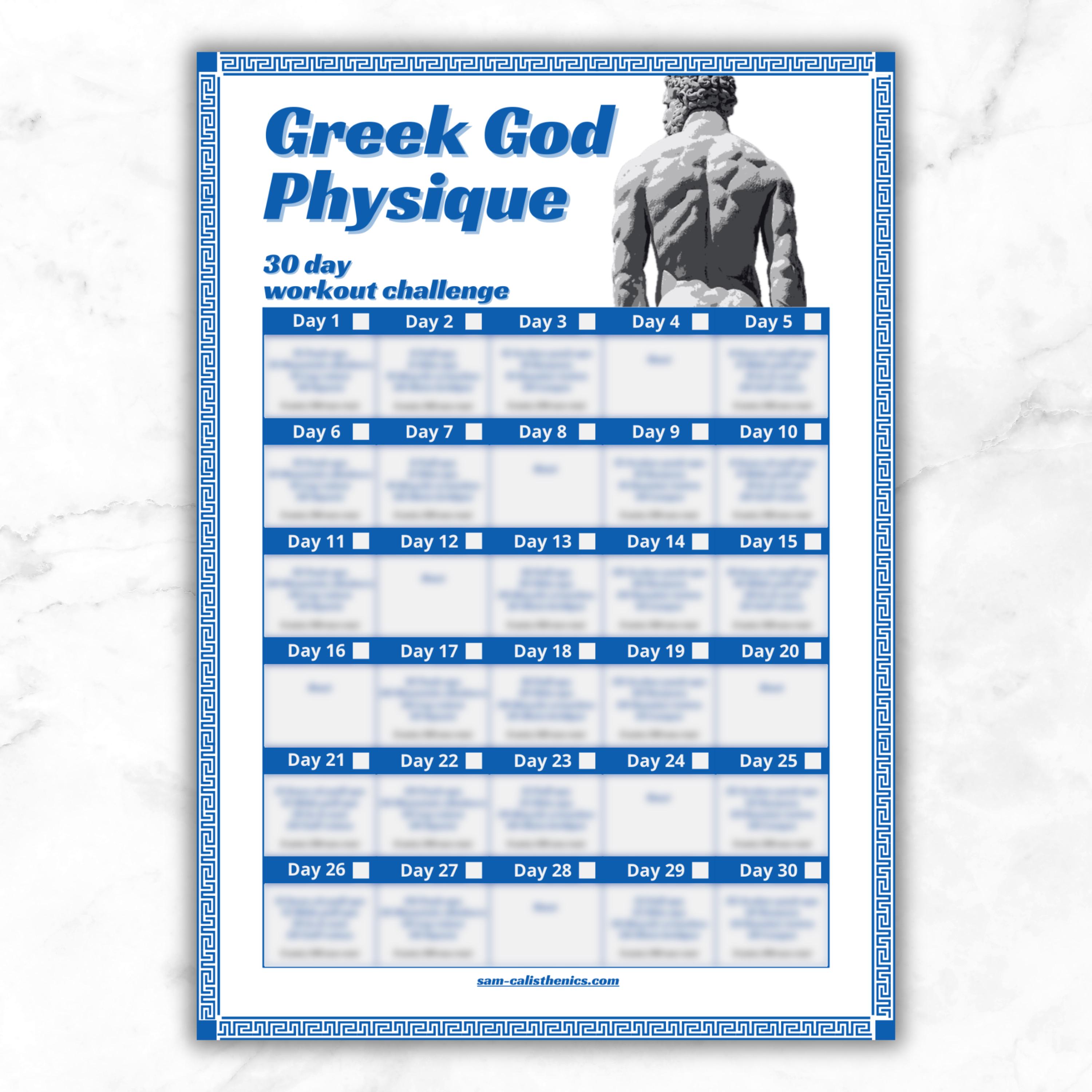 The Greek God Physique | 30 Day Workout/calisthenics Challenge ...