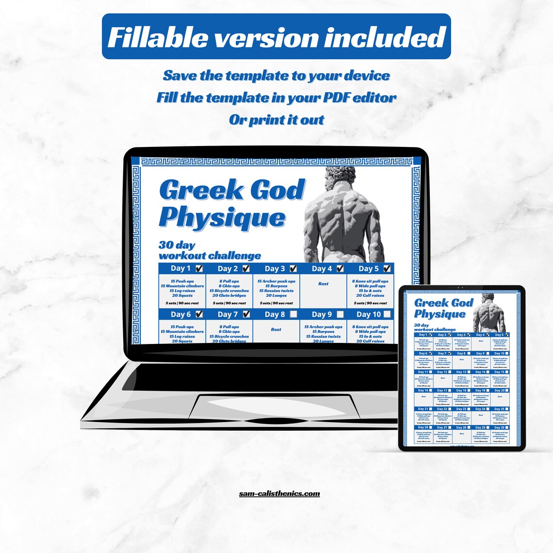 The Greek God Physique 30 Day Workout/calisthenics Challenge Instant ...