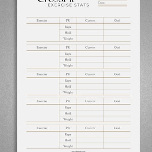 Crossfit Exercise Stats Tracker. Exercise Personal Record (PR) Tracker ...